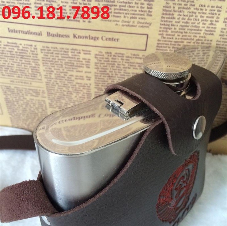 Bình đựng rượu inox Hip Flask CCCP 32 oz (1L) bao da độc đáo